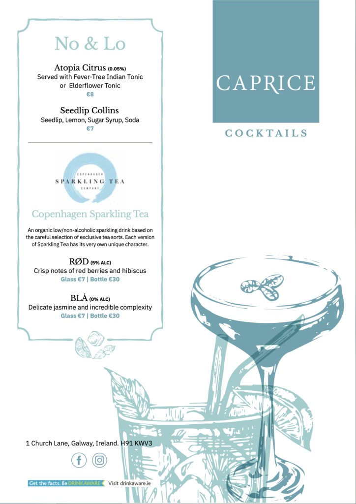 Menus | Caprice Café