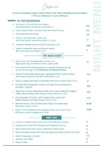 Menus | Caprice Café