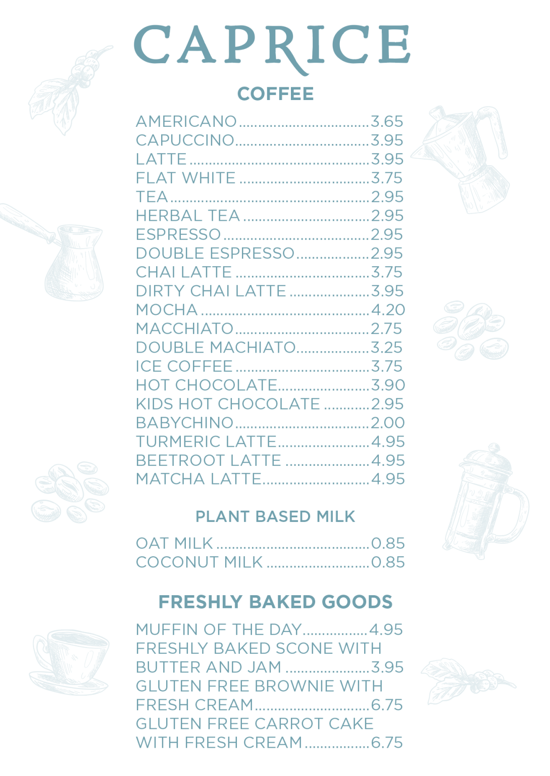 Menus | Caprice