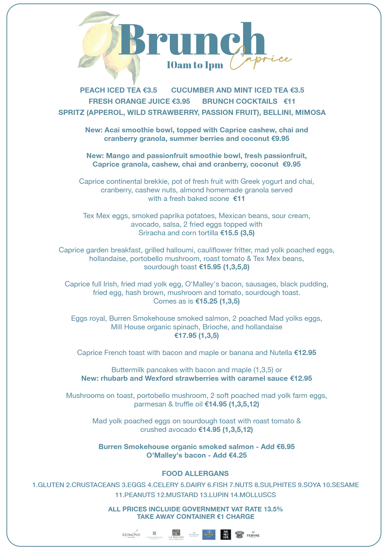 Menus | Caprice